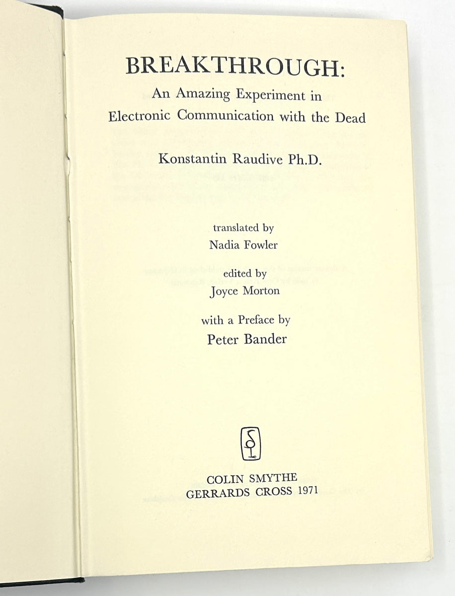 Breakthrough, Konstantin Raudive. First Edition. – The Rare Book Sleuth